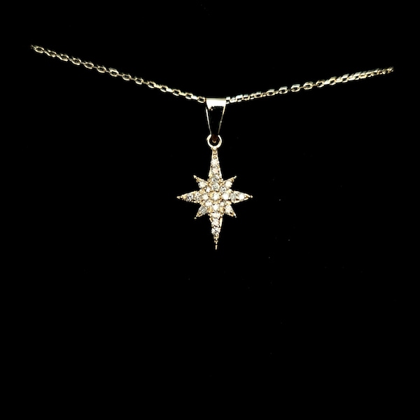 14k 18k Gold North Star Necklace / Handmade North Star Necklace / Gold ...