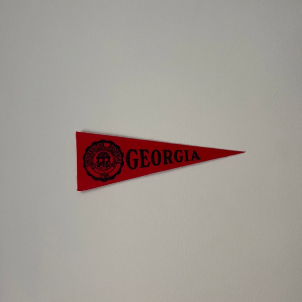 Vintage College Pennant GEORGIA University 9 1/2 Inch Red Small MINI ...