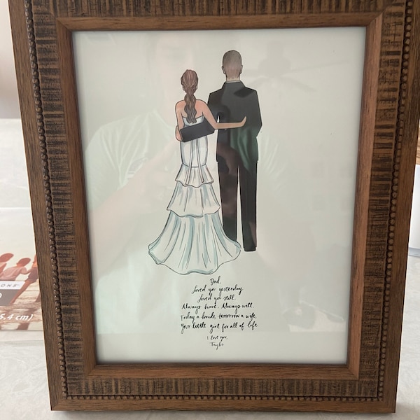 Custom Father of the Bride Gift Drawing From Daughter in YOUR Dress and ...