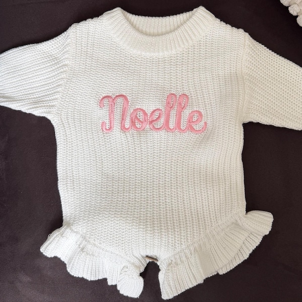 Personalized Embroidered Baby Romper, Custom Knit Sweater, Baby Shower ...