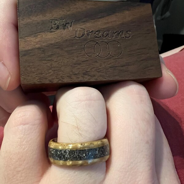 Bentwood Ring: Circassian Walnut, Inlaid Vesuvianite (californite ...