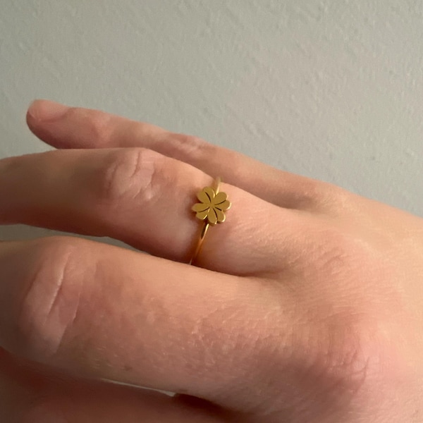 24k Gold Filled Small Four Leaf Clover Ring · St. Patricks Day Gift ...