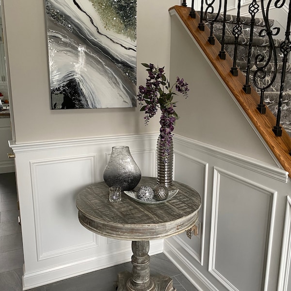 Silver Resin Art | Grey Geode | Resin Painting | Resin Art | Silver ...