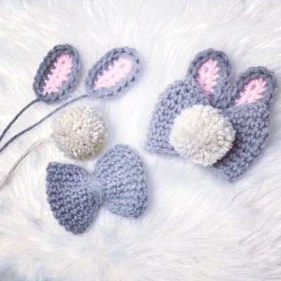 Bunny Bow Crochet Pattern, Bunny Ear Hair Bow Pattern, Easter Bunny Bow ...