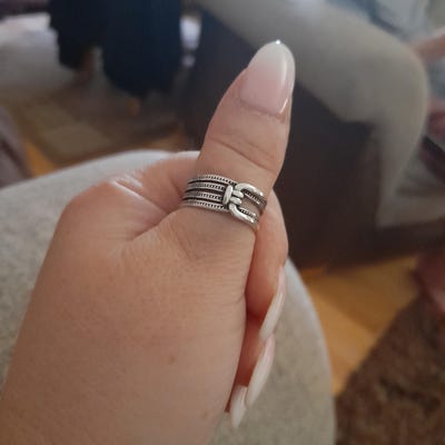 Silver Multi Layer Star Ring, Dainty Thumb Stackable Thick Adjustable ...