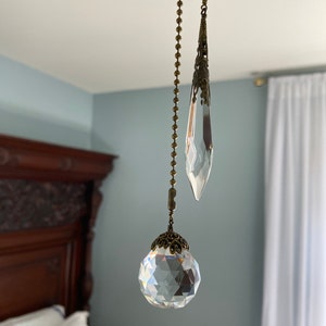 Set of Two, Clear Crystal Ceiling Fan Pulls, Light Pull, Fan Pull ...