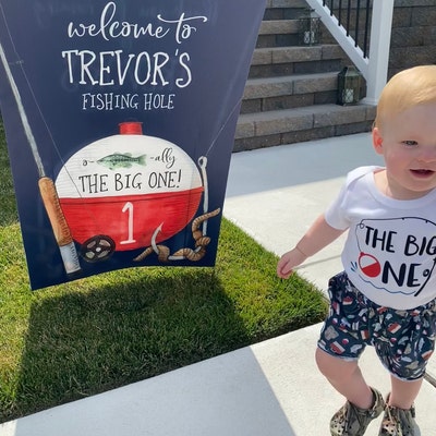 Boy First Birthday Fishing Outfit, Bodysuit and Fishing Gear Shorts Set ...