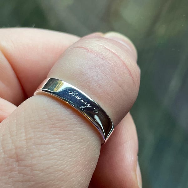 Personalized Engraved Handwriting Ring • Wide Handwriting Band • Custom ...