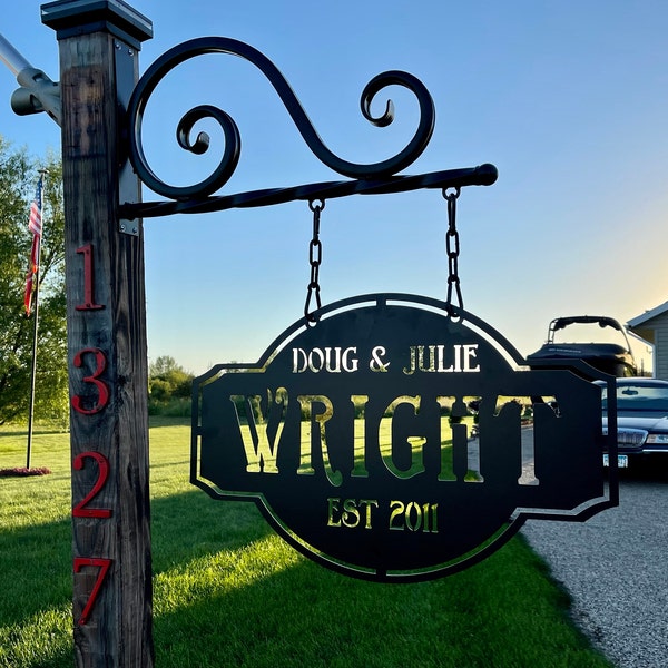 Metal Farm Sign With Hanging Bracket | Custom Metal Ranch Sign ...