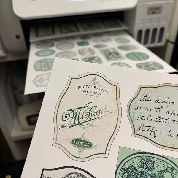 Green Vintage Labels Digital, Distressed Numbers, Green Labels, Junk ...