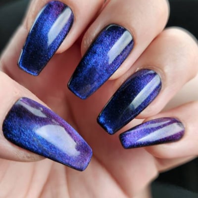 Witchy Color Shifting Nails Blue Purple Pink Press Ons Coffin Black ...