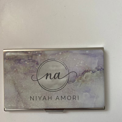 Personalized Business Card Case Purple Marble Business Card Holder for ...