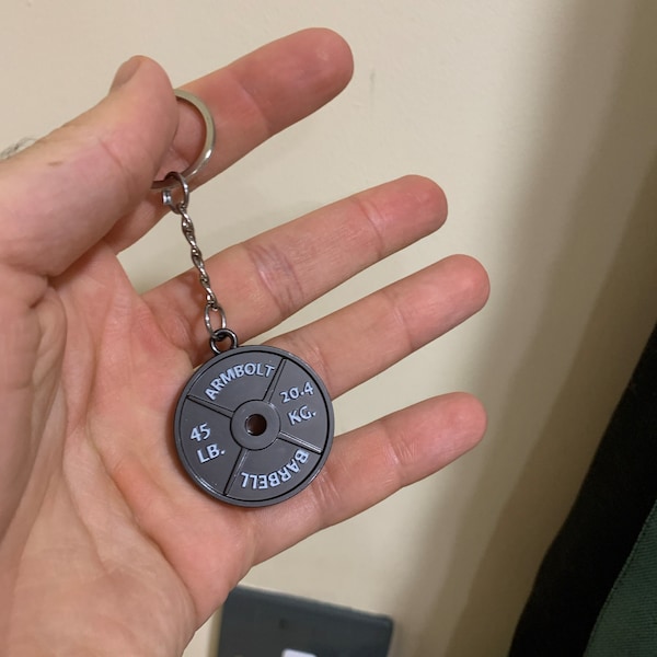 METAL Barbell Plate Keychain for Weightlifting, Gym, and Fitness Lovers ...