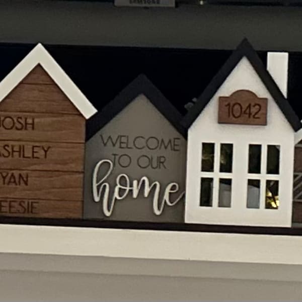Personalized Family Sign, Custom Standing House Centerpiece, Farmhouse ...