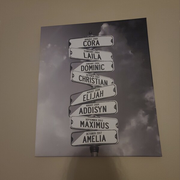 Eight Names Personalized Street Signs Personalized Photo Art Canvas or ...