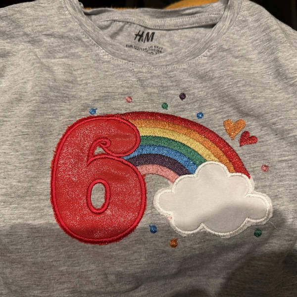 Cute Rainbow Birthday Number 6 SIX Machine Embroidery Applique Designs ...
