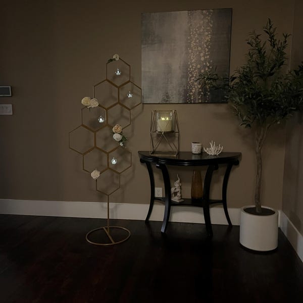 6ft Gold Metal Honeycomb Floor Standing Balloon Display Arch for ...