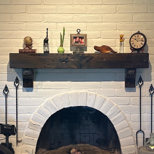 Fireplace Mantel Handmade "snake River" Model, With Dark Walnut Stain ...