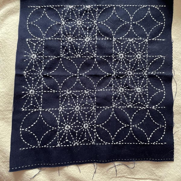 EASY SASHIKO Beginner Kit #287: Pre-printed Fabric, Needles, Thread - Etsy