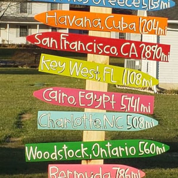 SET of 10 CUSTOM Favorite Places Directional Signs, Pool Sign, Beach ...