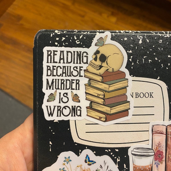 Book Lover Sticker, Book Sticker, Skull Stacked Books Sticker, Book ...