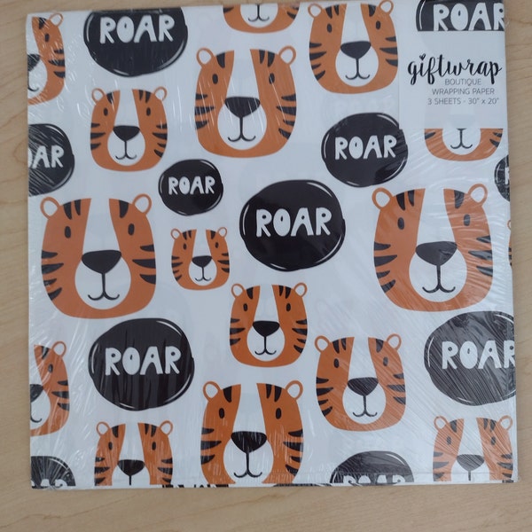 Tiger Wrapping Paper - Kids Christmas Wrapping Paper, Holiday Wrapping ...