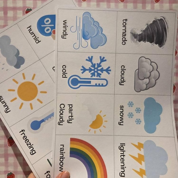 Weather Cards Preschool Printable Flash Cards Educational Montessori ...