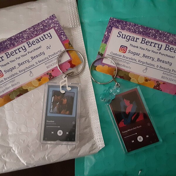 Spotify Song Plaque Keychain Custom Key Chain Add Charm Gummybear Heart ...