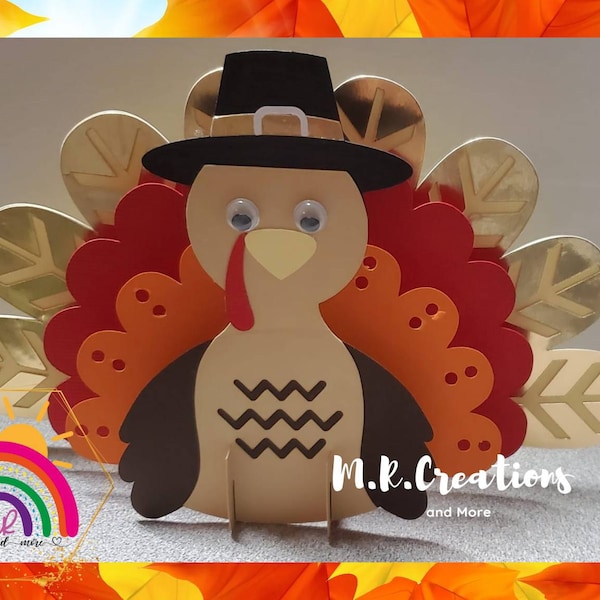 3D Cute Turkey Pop Up, Thanksgiving Turkey Centerpiece Decor Template ...