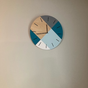 Scandi Wall Clock With Pastel Colors Minimalist Wooden Clock - Etsy