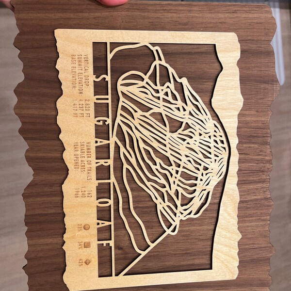 Wildcat Wooden Ski Decor Trail Map Ski Art Skiing Snowboarding Wildcat ...