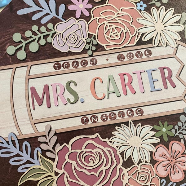 Personalized 3D Teacher Door Hanger, Custom Composition Notebook Door ...