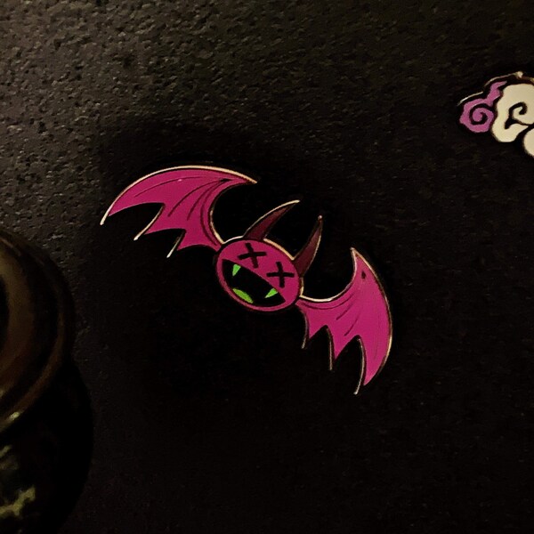 Spooky Cute Cartoon Bat Enamel Pin - Etsy