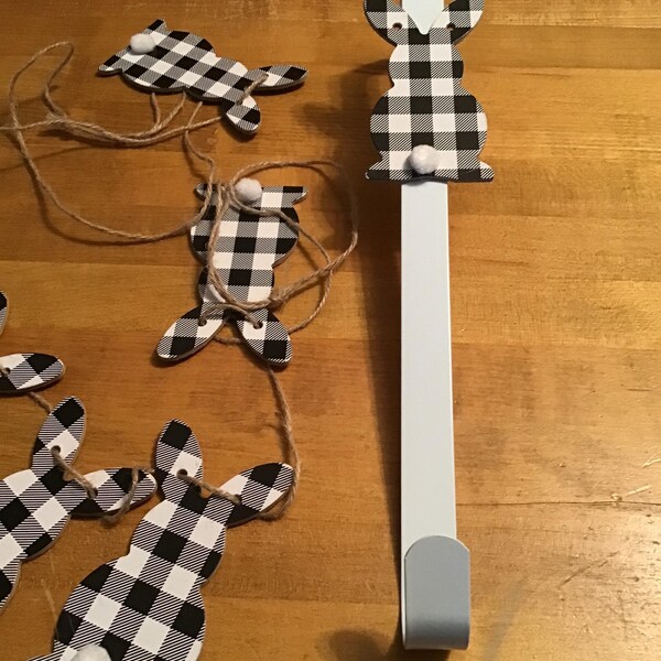 Set of 2 Buffalo Plaid Bows, Black and White Wreath Bows, Buffalo Plaid ...