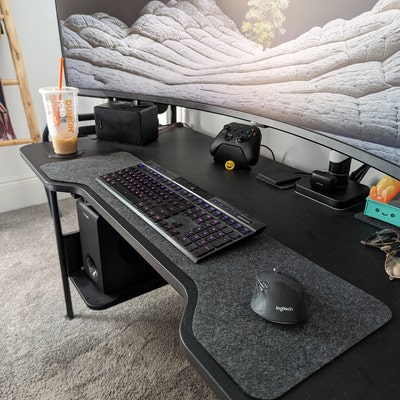 Felt Desk Mat Green, Custom Size Desk Pad Green, Felt Extended Mouse ...