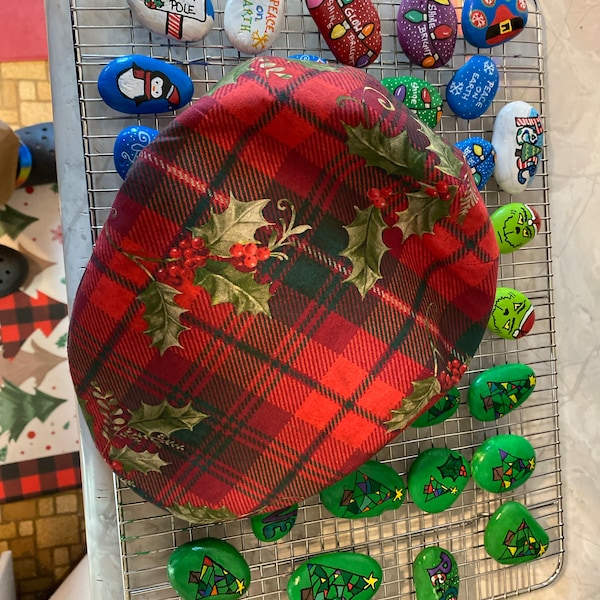 Holiday Christmas Holly Plaid Print Cotton Jeff Cap, Ivy Cap, Driving ...
