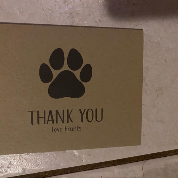 Custom Paw Prints Thank You Cards With Envelopes, Dog Thank You Notes ...