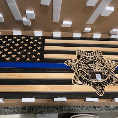California Highway Patrol Thin Blue Line Subdued American Flag - Etsy