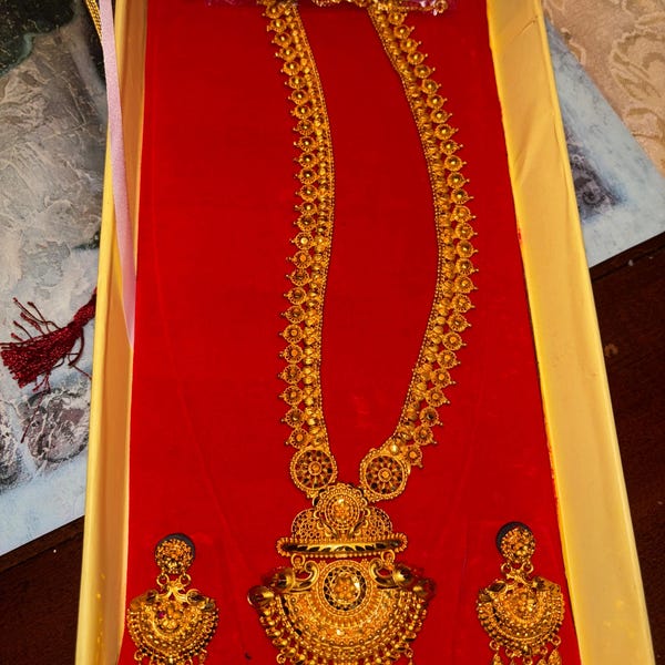 24k Gold Plated Rani Haar Set, Inspired by India, Pakistan, and Nepal ...