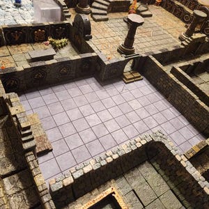 Grey Dungeon Tile Play Mat W/ 1" Grid / Gripmat Perfect for D&D ...