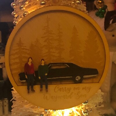 Supernatural Christmas Ornament, Sam, Dean and Baby, Handmade Wooden ...