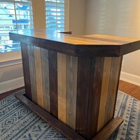 Unfinished Shabby Horizontal L Shaped Large Indoor Bar 2 Level Rustic ...