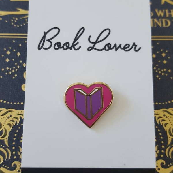 Book Lover Enamel Pin - Gift for Book Lover - Book Jewelry - Book Lapel ...