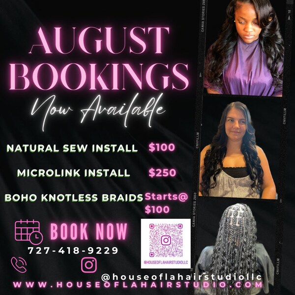 July Bookings Now Available Flyer, DIY Summer Book Now Appointments ...