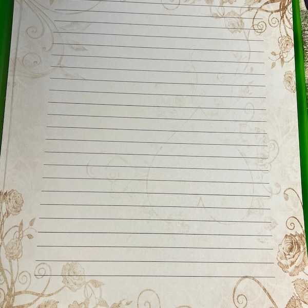 Nice Floral Edged Lined Writing Paper 8.5"x11" 25 Sheets and Color ...