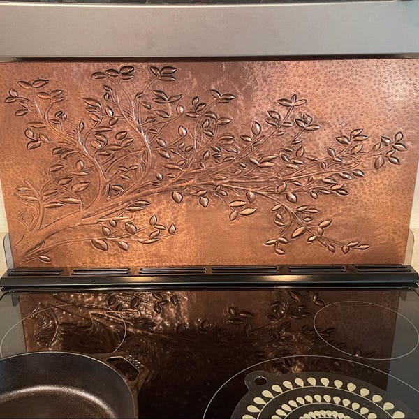 Copper Kitchen Backsplash Tile, Hawthorn Branch Backsplash Mural ...