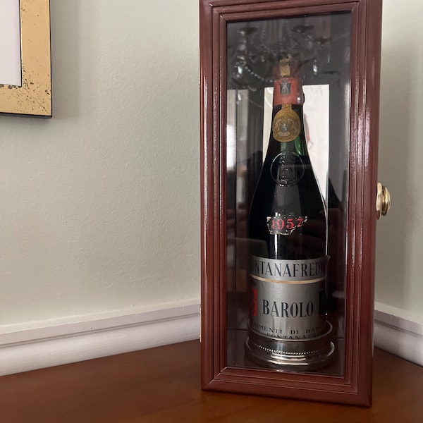 Single Wine / Champagne Bottle Display Case Mirrored Wall Cabinet (fits ...