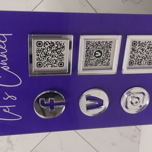 QR Code Display Sign Acrylic, 4 Codes, Quadruple Code Sign, SIZE 4.5x9 ...