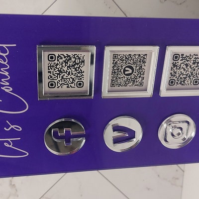 QR Code Display Sign Acrylic, 4 Codes, Quadruple Code Sign, SIZE 4.5x9 ...