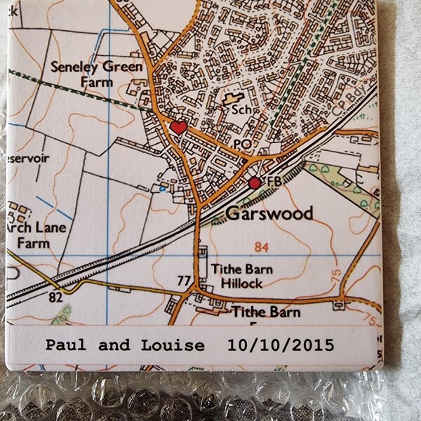 Engagement Personalised Coaster (CONTEMPORARY MAP), Engagement Location ...